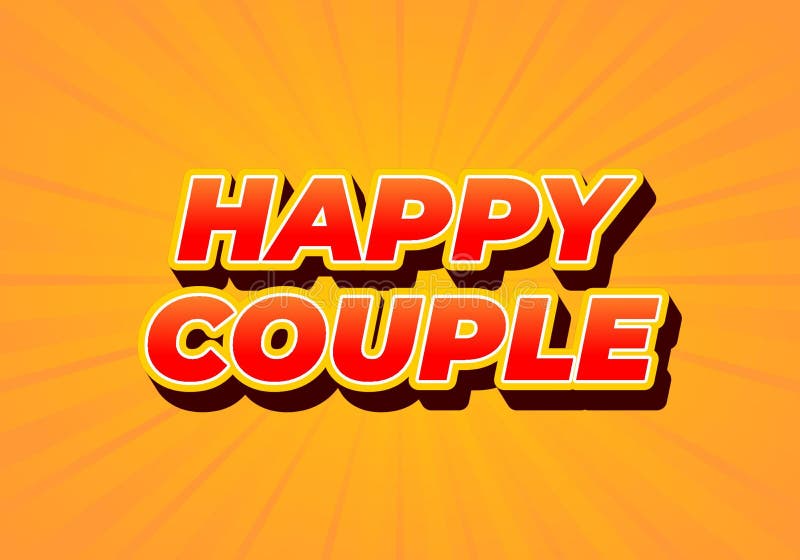 Happy Couple. Text Effect in 3D Style with Eye Catching Color Stock ...