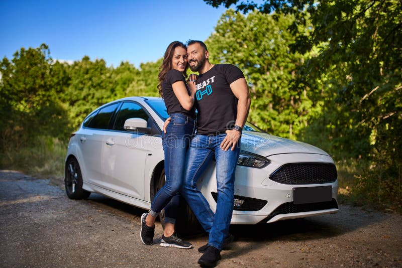 Happy Couple with Their New Modern Car Stock Image - Image of auto ...