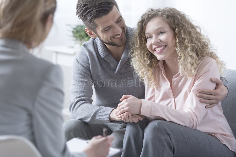 Happy couple after therapy stock image. Image of female - 42610225