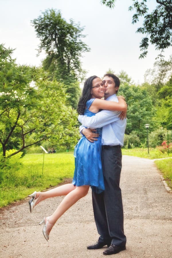 Happy Couple - Two Joyful Lovers Embracing Outdoor Stock Image - Image ...