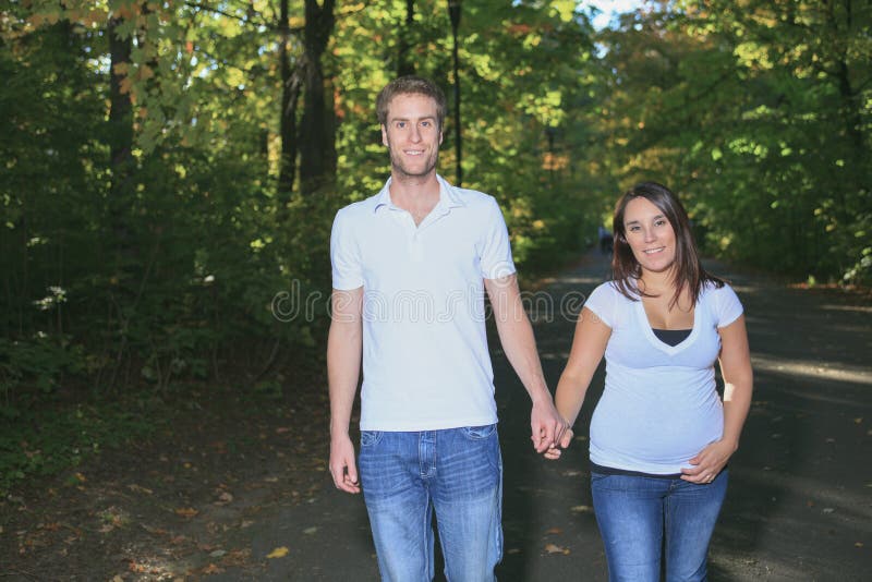 Happy Couple of Two with Trees in Background Stock Image - Image of ...