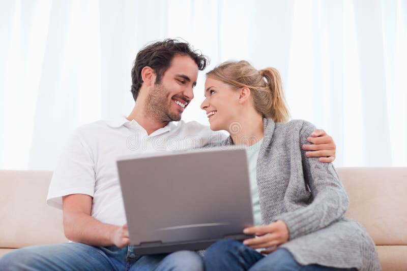 Couple on laptop stock photo. Image of businessman, laptop - 1491908