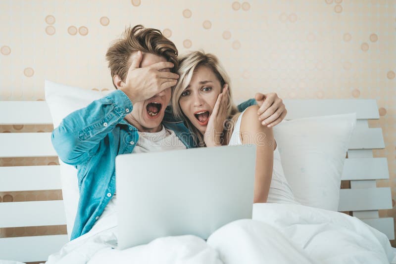 Happy Couple Using Laptop Computer Stock Image - Image of home, love ...