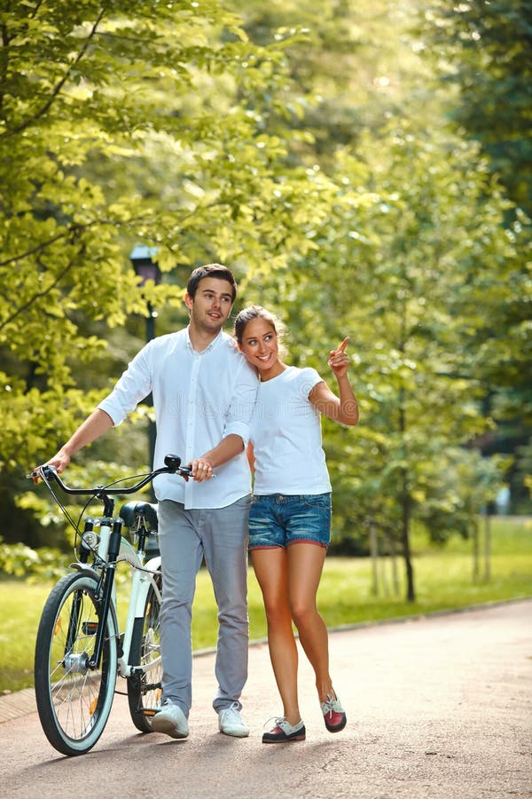 Happy Couple Walking in Summer Park. Stock Image - Image of happiness ...