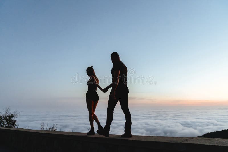 Happy Couple Watching One Another Under the Sunset Sky Stock Image ...