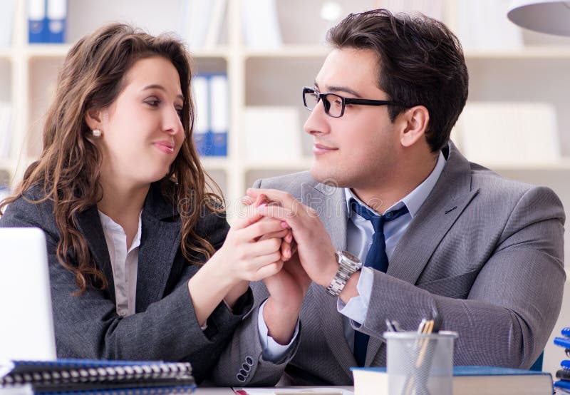 Happy Couple Working in the Same Office Stock Photo - Image of office ...