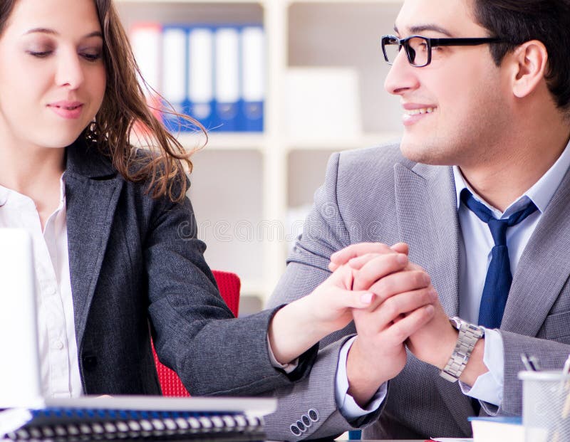Happy Couple Working in the Same Office Stock Photo - Image of romance ...