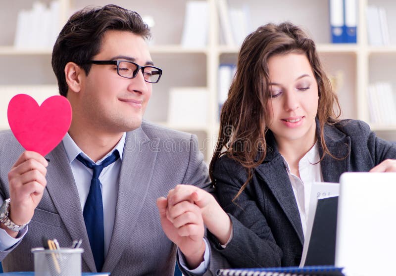 Happy Couple Working in the Same Office Stock Image - Image of ...