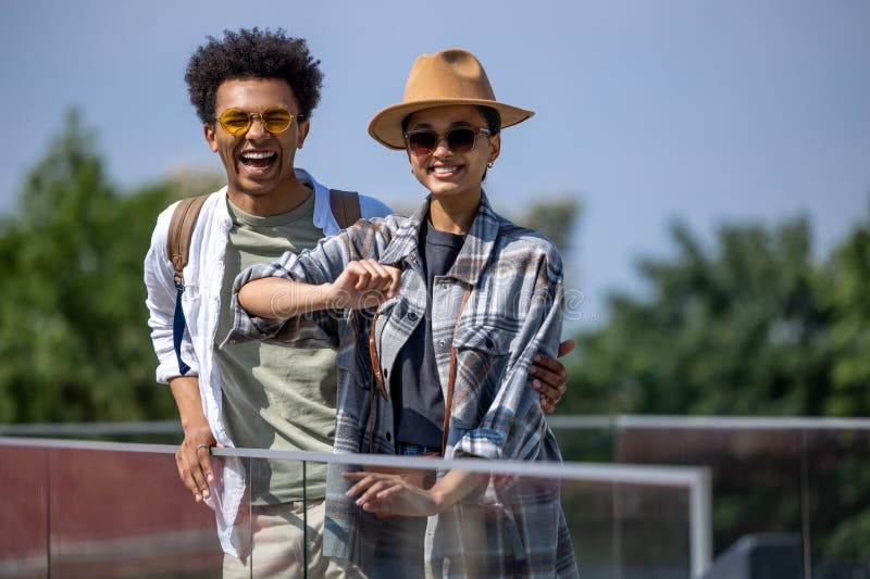Young Couple Having a Walk and Looking Happy Stock Image - Image of ...