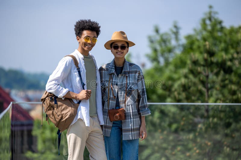 Young Couple Having a Walk and Looking Happy Stock Image - Image of ...