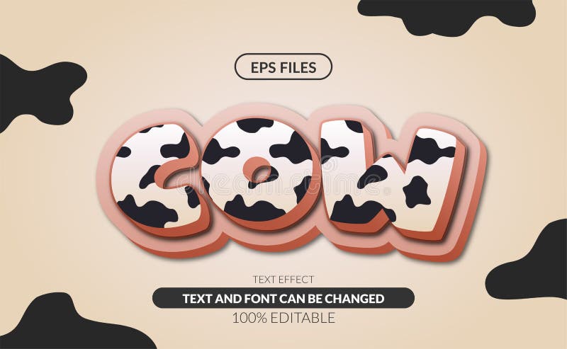 Happy Cow Farm Pattern Editable Text Effect. Eps Vector File Cute Animal Stock Vector ...