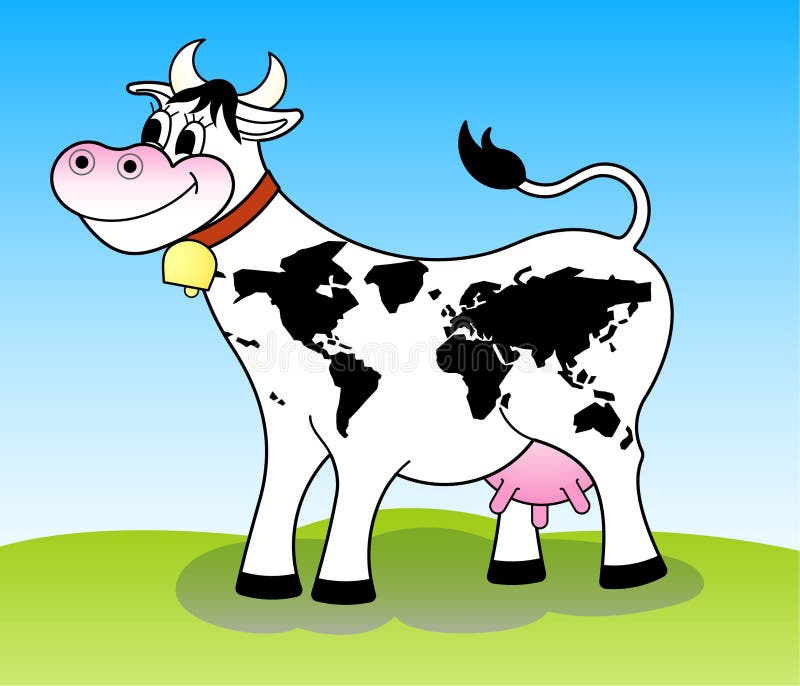 Happy cow (world map) stock vector. Illustration of world - 13486657