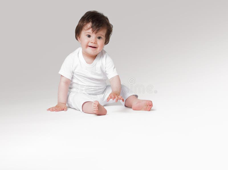 Happy Crawling Baby. Side View Stock Photo - Image of months, innocent ...