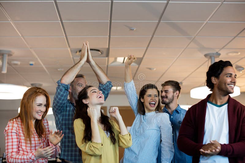Happy Creative Business Team Celebrating Success Stock Image - Image of ...