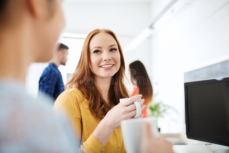 Happy Creative Team Drinking Coffee at Office Stock Photo - Image of ...