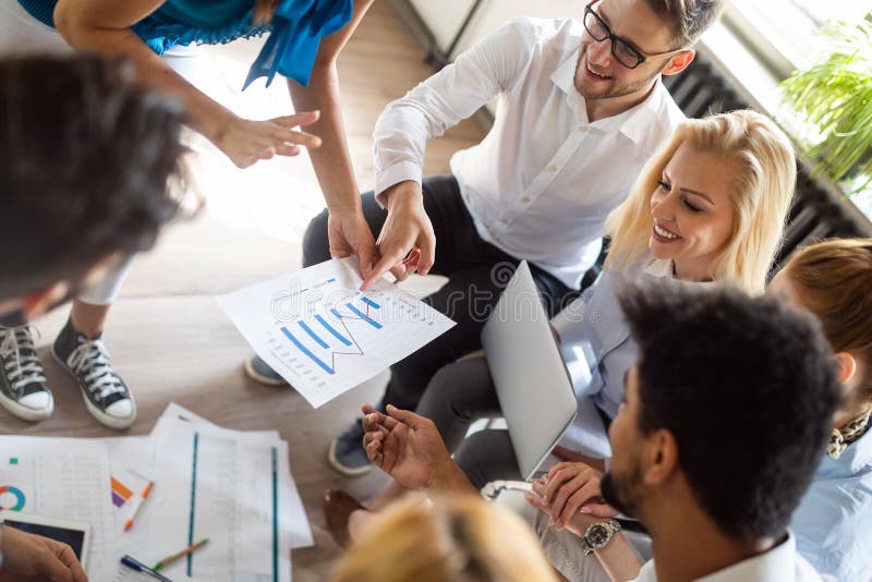 Happy Creative Team in Office. Business, Startup, Design, People and ...