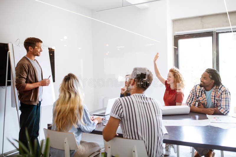 Happy Creative Team in Office. Business, Startup, Design, People and ...