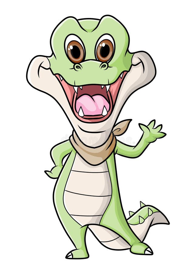 The Happy Crocodile is Waving the Hand and Ready for Eat Stock Vector ...