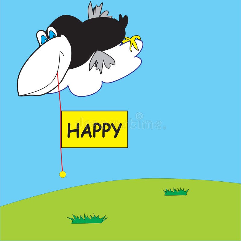 Happy Crow Rests on a Cloud Stock Vector - Illustration of crow ...