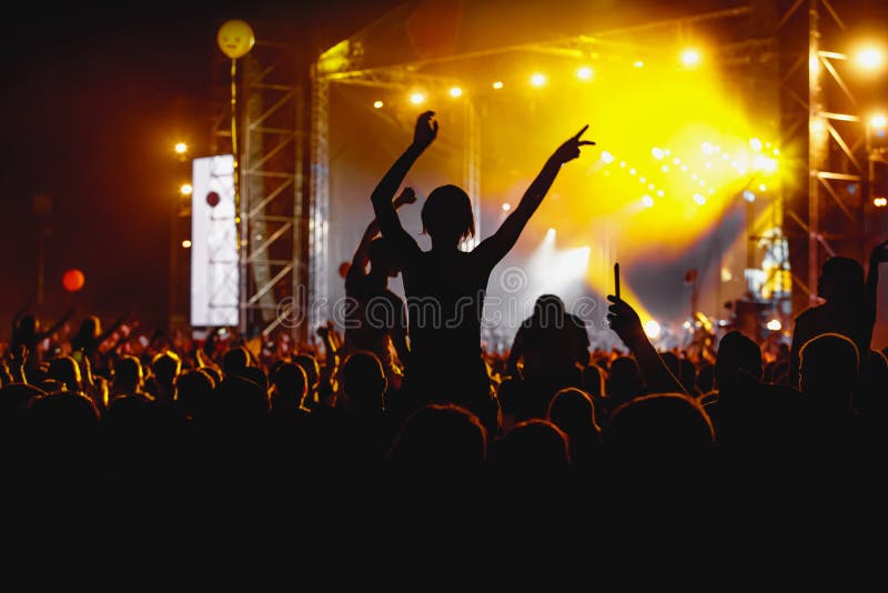 Happy Crowd at a Music Festival. Stock Photo - Image of concert, stage ...