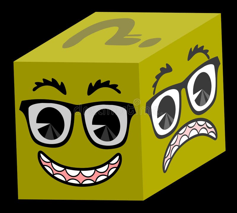 Funny Cube Face Illustration Stock Vector - Illustration of smile ...