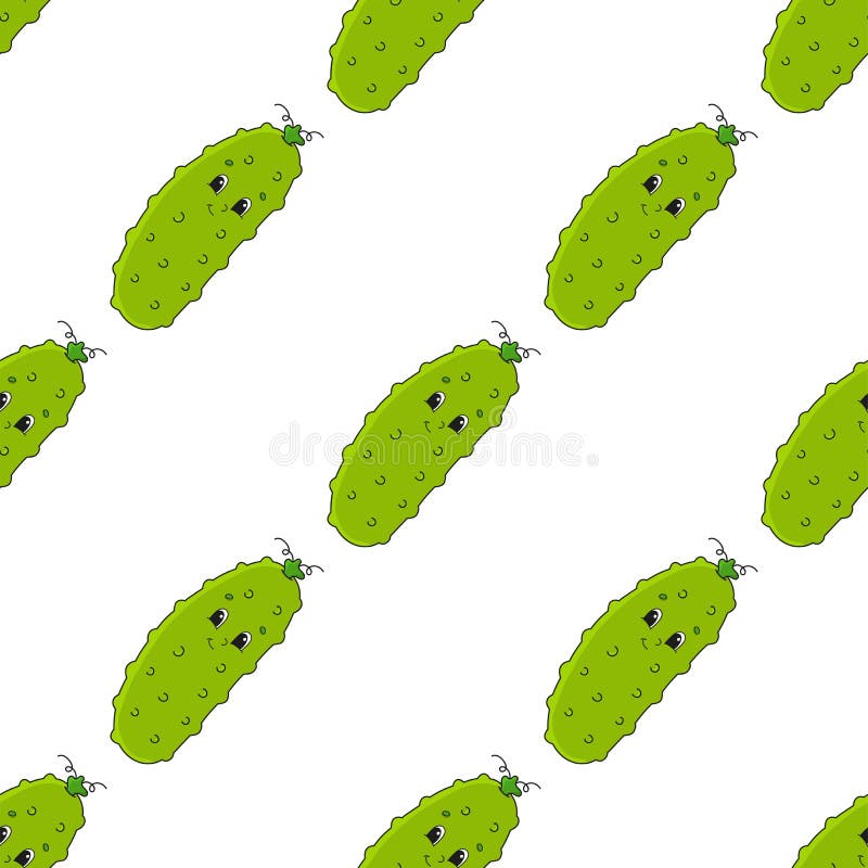 Happy Cucumber. Colored Seamless Pattern with Cute Cartoon Character ...