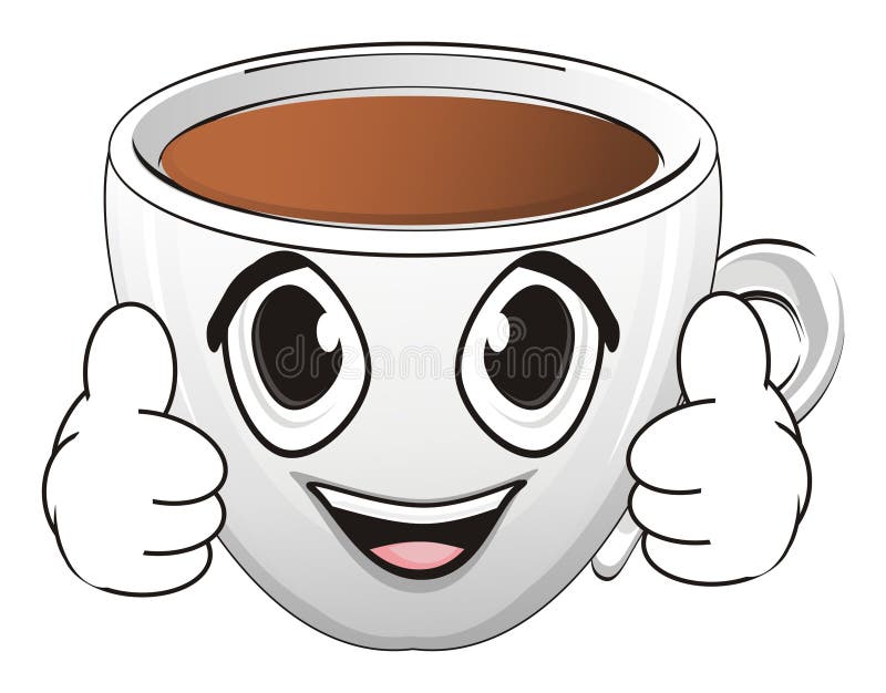 Happy cup with hands stock illustration. Illustration of breakfast ...