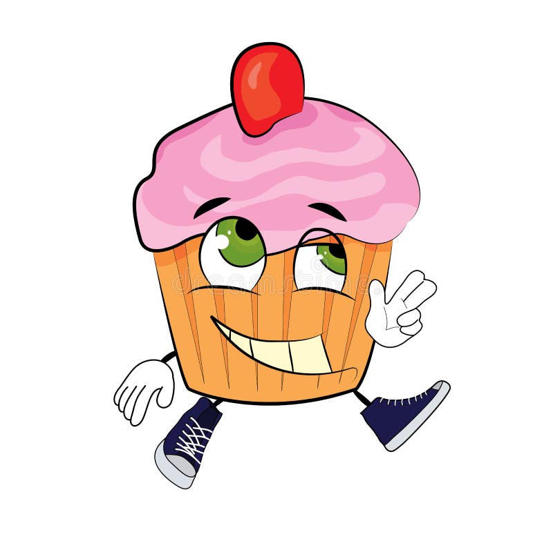 Happy Cupcake cartoon stock illustration. Illustration of cupcake ...