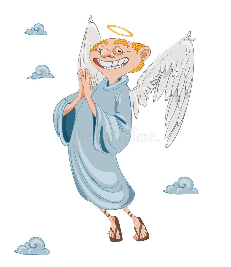 Happy Cupid Angel Smiling Vector. Cartoon Characters Stock Illustration ...