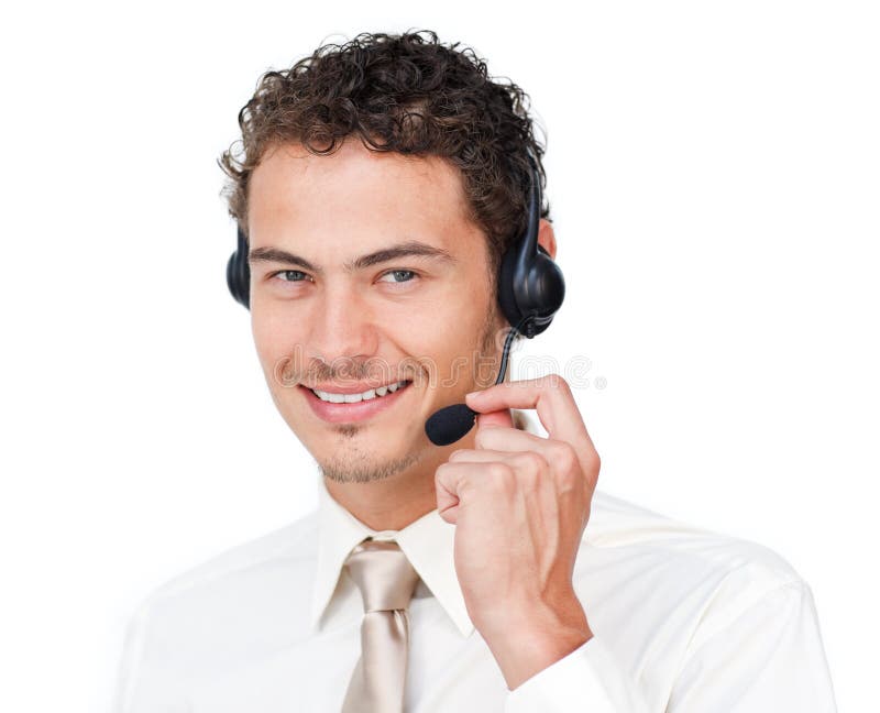 Happy Customer Service Agent with Headset on Stock Image - Image of ...