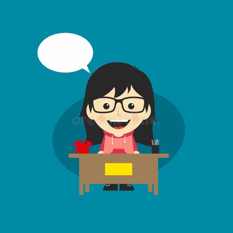 Happy Customer Service Receptionist Cartoon Character Vector Stock ...