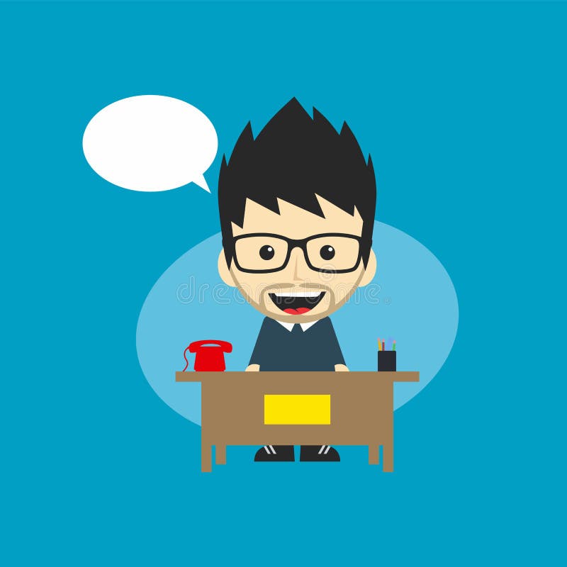 Happy Customer Service Receptionist Cartoon Character Vector Stock ...