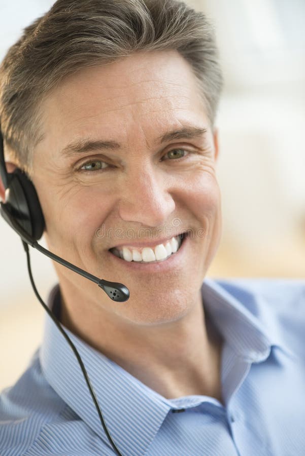 Happy Customer Service Representative Wearing Headset Stock Photo ...