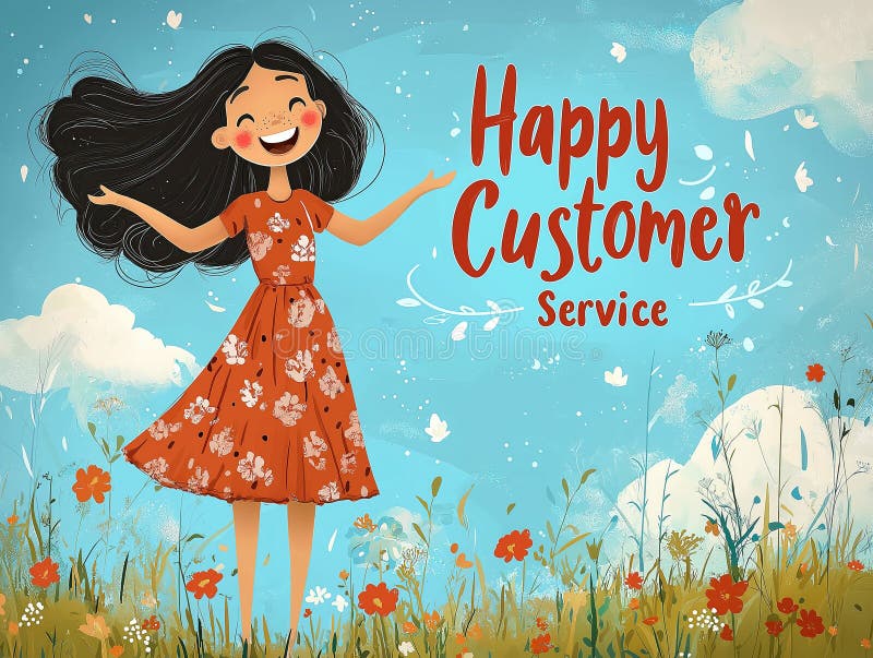 Happy Customer Service Text Illustration Stock Image - Image of ...