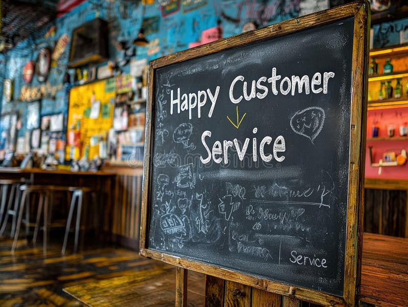 Happy Customer Service Text Written Blackboard Stock Photos - Free ...