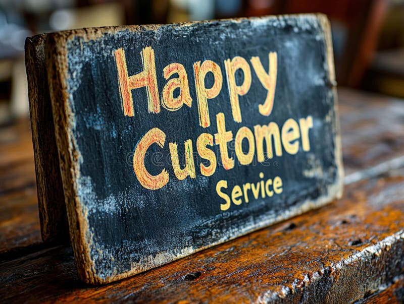 Happy Customer Service Text Written on the Blackboard Stock Photo ...