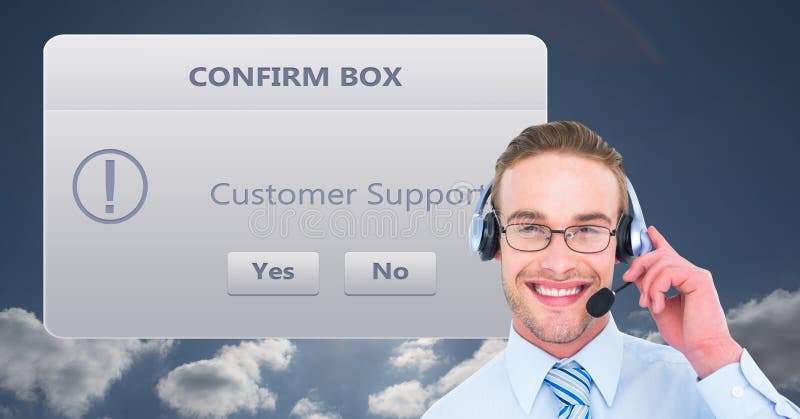 Happy Customer Support Executive with Dialog Box Stock Illustration ...
