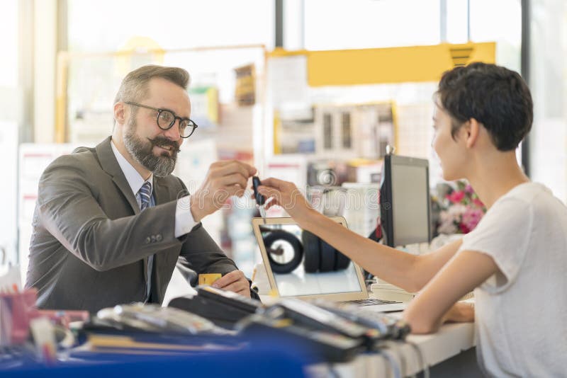 Happy Customer Talking To the Customer Service Stock Photo - Image of ...