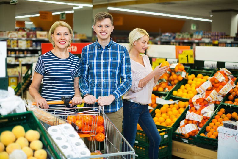 Happy Customers Choosing Fresh Frusits Stock Photo - Image of food ...