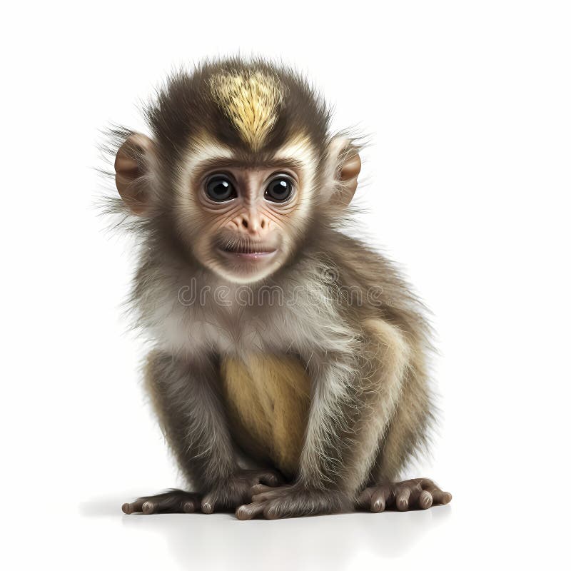 Adorable Monkey: Endearing Monkey Captivating the White Space Stock ...