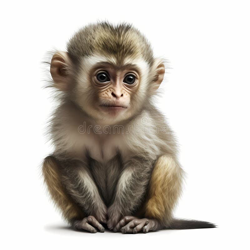 Adorable Monkey: Endearing Monkey Captivating the White Space Stock ...