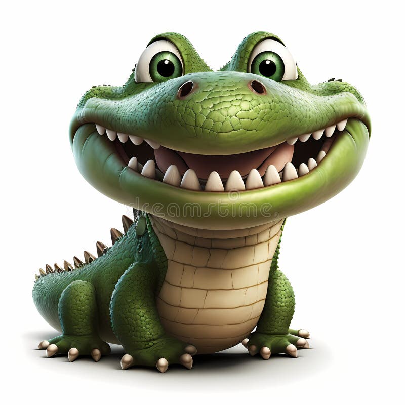 Happy Cute Alligator Cartoon Style. Generative AI Stock Illustration ...