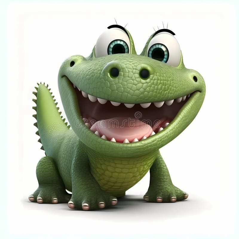 Happy Cute Alligator Cartoon Style. Generative AI Stock Illustration ...