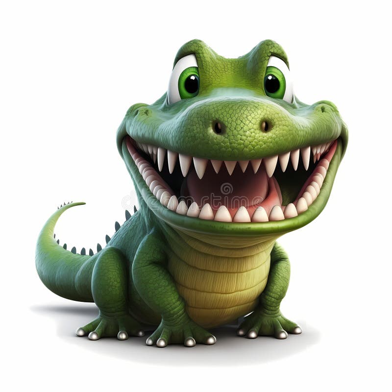 Happy Cute Alligator Cartoon Style. Generative AI Stock Illustration ...