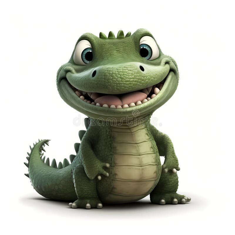 Happy Cute Alligator Cartoon Style. Generative AI Stock Illustration ...