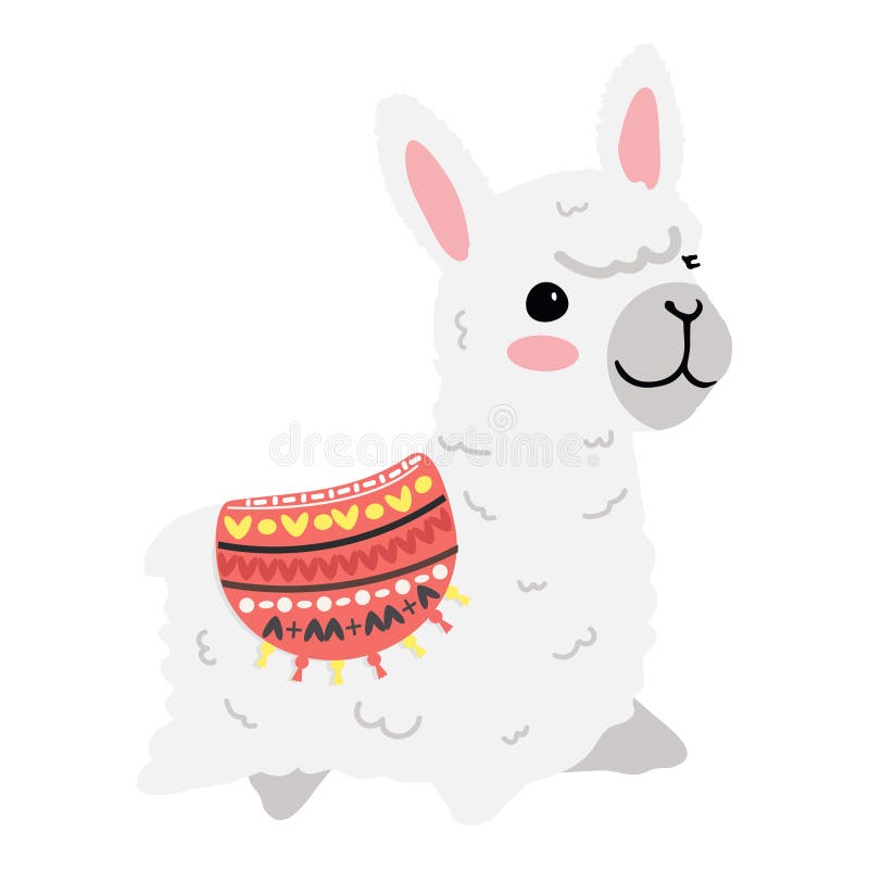 Happy Cute Alpaca Fluffy Mini Stock Vector - Illustration of wool ...