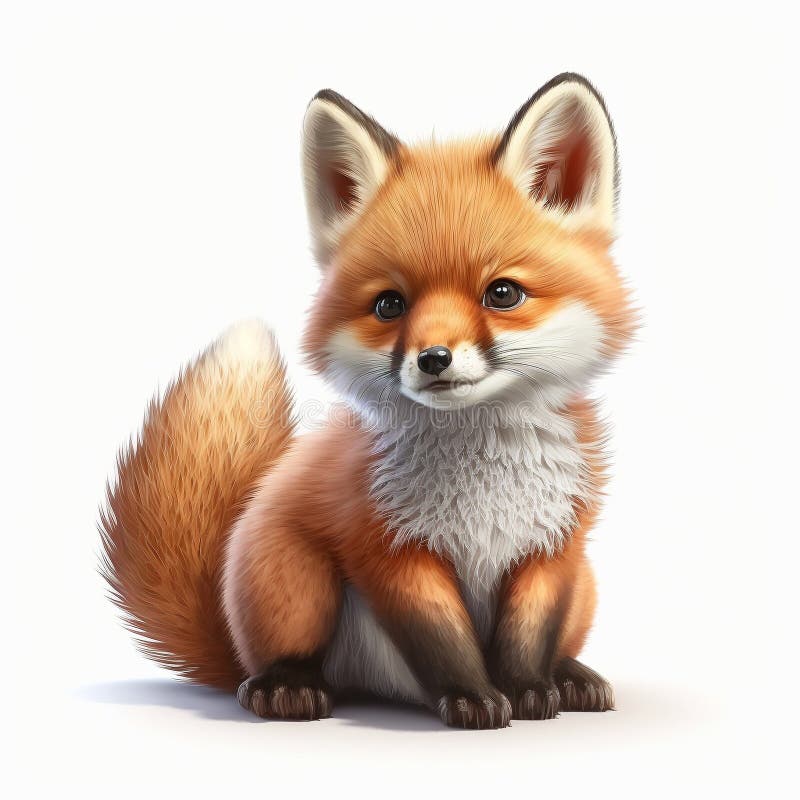 Happy Cute Baby Fox. Generative AI Stock Illustration - Illustration of ...
