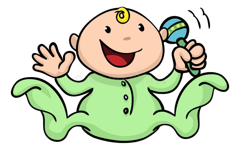 Happy Cute Baby Playing with Rattle Stock Vector - Illustration of ...