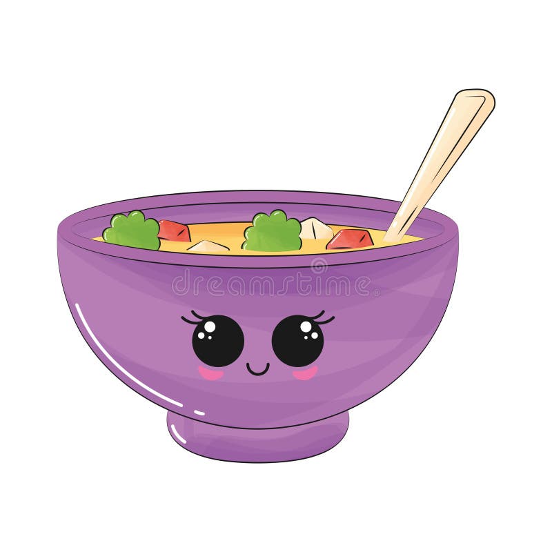 Happy Cute Bowl Cartoon Vector Stock Illustration - Illustration of ...