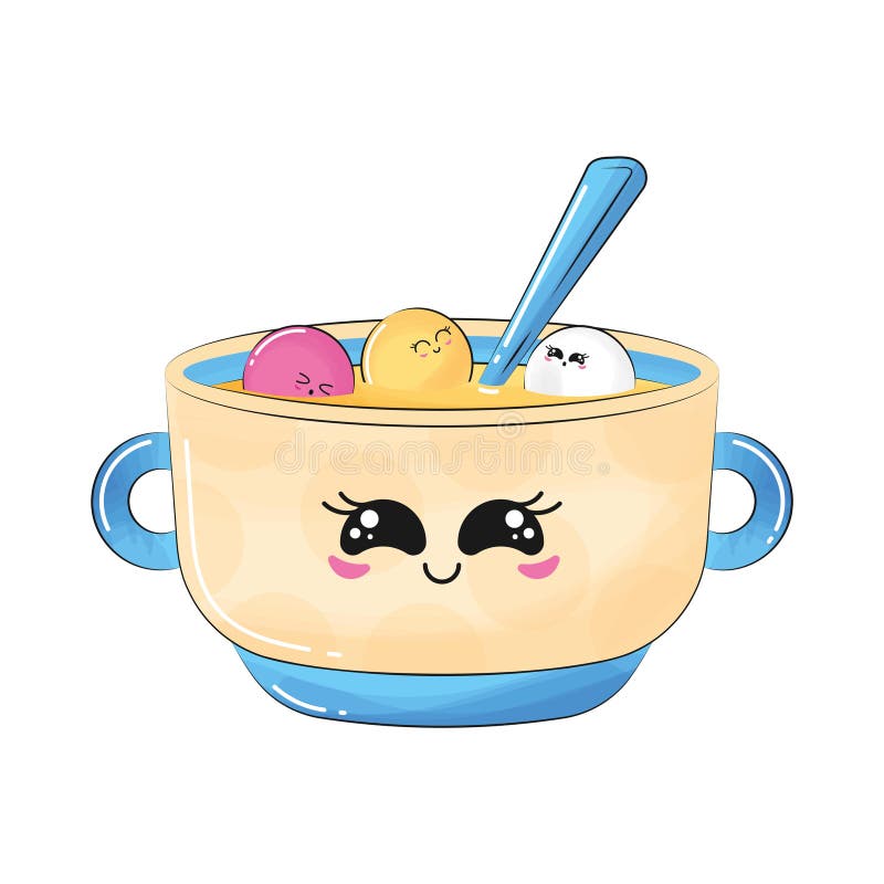 Happy Cute Bowl Cartoon Vector Stock Vector - Illustration of food ...